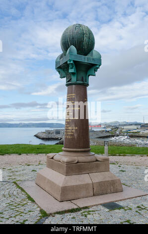 The Meridian monument, Fuglenes, Hammerfest, Finnmark, Norway. UNESCO ...