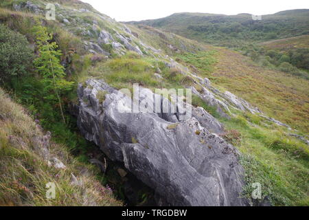 Crevice / Small Cave in Middle Jurassic Lias Limestone Outcrop. Loch ...