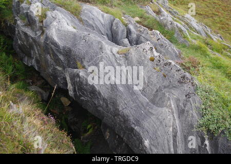 Crevice / Small Cave in Middle Jurassic Lias Limestone Outcrop. Loch ...