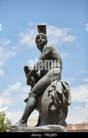 Statue of Theseus the ancient king of Athens Greece on marbled altar ...