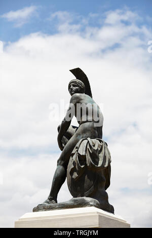 Statue of Theseus the ancient king of Athens Greece on marbled altar ...