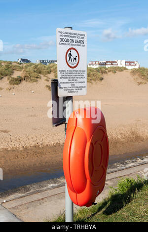 Lifebuoy at the Coast of North Beach in Cambois near Blyth ...