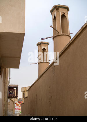 Wind towers on a historic house in Kashan, Iran, traditional Persian ...