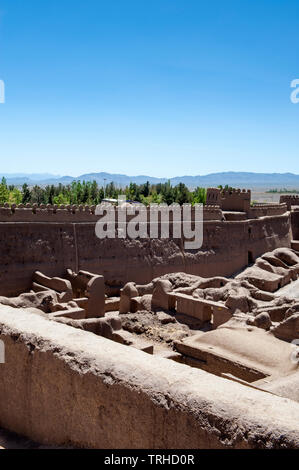 The well preserved medieval mud brick castle at Rayen, Iran Stock Photo ...