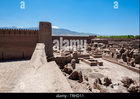 The well preserved medieval mud brick castle at Rayen, Iran Stock Photo ...
