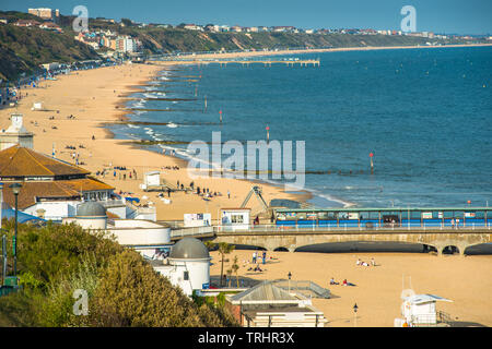 Panoramic beach front view at Bournemouth, Dorset, UK. Taken on 30th ...