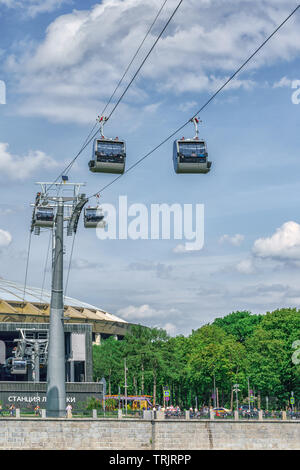 MOSCOW, RUSSIA - MAY 26, 2019: Top view of the new colorful residential ...