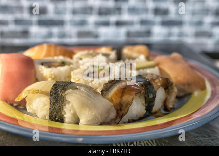 Close Up of Spicy Sushi Roll isolated on white background Stock Photo ...