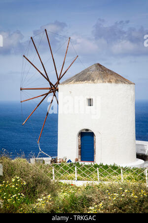 Santorini, Windmill in Oia Stock Photo - Alamy