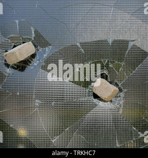 Crack, Broken Glass In A Double-glazed Window Due To Manufacturing ...