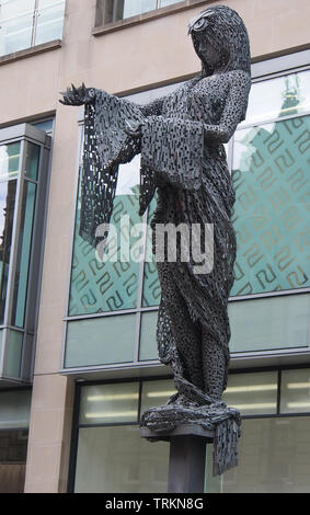 The Briggate Minerva statue by Andy Scott outside the Trinity shopping ...