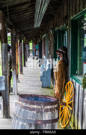 Vintage wild west outpost with vintage buildings with aged wooden ...