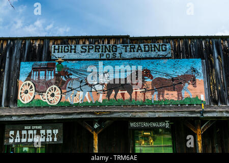 Vintage wild west outpost with vintage buildings with aged wooden ...