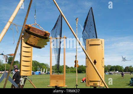 Aeolian musical instruments, played by the wind, on display at the ...