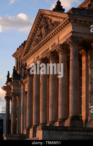 Facade of the Reichstag, a building designed by architect Paul Wallot ...