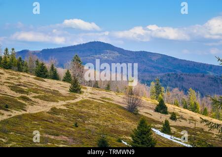 Beautiful mountain rural landscape. Charming hills and valleys on a ...