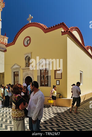 Symi island Greece - 07/22/2008: Tourists at Panormitis monastery ...