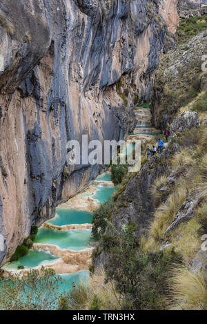 Millpu Lagoon, a series of stunning natural turqoise pools, near the ...