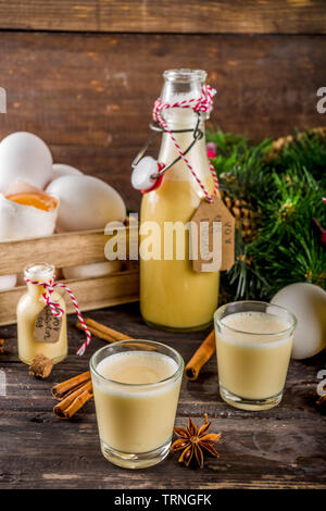Christmas drink shot in a shot glass on a bokeh background, Christmas ...