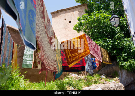 carpets drying after laundry in chefchaouen, morocco Stock Photo - Alamy