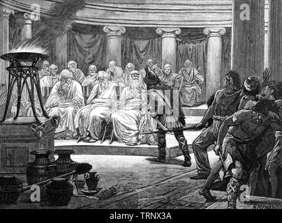 The Gauls in Rome. The Gauls sacked Rome in 390BC, older senators ...