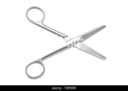 open round tip metal scissors isolated Stock Photo - Alamy
