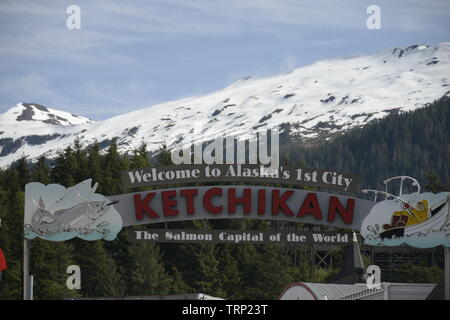 Welcome to Ketchikan sign, Ketchikan, Southeast Alaska, Summer Stock ...