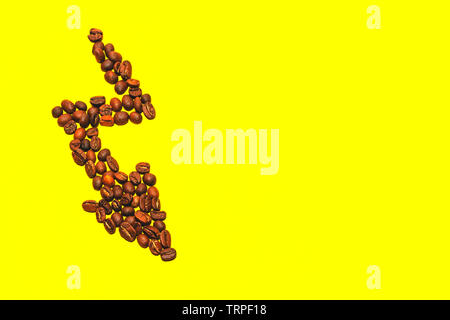Isolated lightning shape made with coffee beans. Symbol of a superpower ...