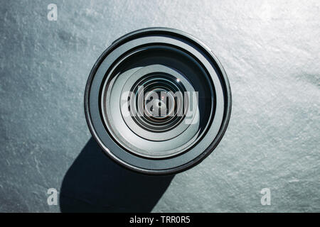 Camera lens on dark background Stock Photo - Alamy