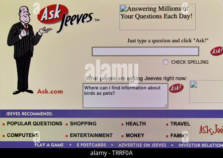Ask Jeeves was a popular search engine in the 1990s Stock Photo - Alamy