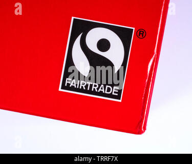 Fairtrade logo on food packaging Stock Photo - Alamy