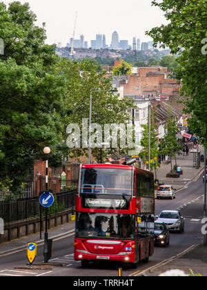Old Church Road, Chingford, London UK, looking south towards Chingford ...