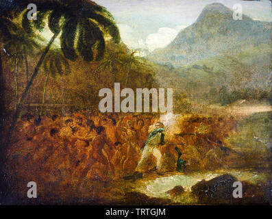 death of Captain James Cook at Kealakekua Bay, Hawaii. Captain James ...