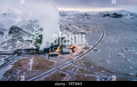Aerial view of a geothermal power plant in Mexicali Baja California ...