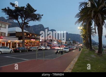 The busy main street of Camps Bay Cape Town South Africa showing ...
