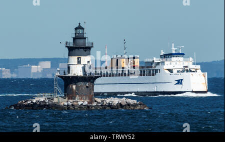The Cross Sound Ferry, Orient Point, New York, beginning the trip to ...