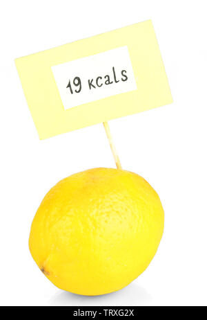 Calorie content of lemon isolated on white Stock Photo - Alamy