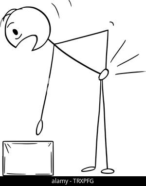 Vector of a man lifting up a heavy box in a safe and unsafe way for his ...