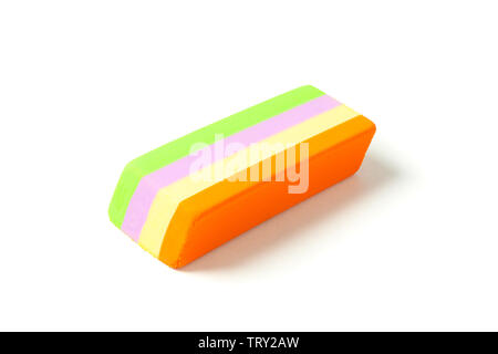 Multicolor eraser isolated on white background, top view Stock Photo ...