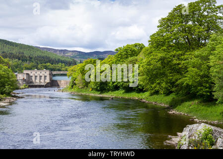 Pitlochry hydroelectric dam power station and salmon ladder Scotland UK ...