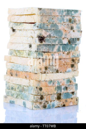 Mouldy bread, isolated on white Stock Photo - Alamy