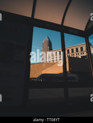 Key Tower Through a Bus Stop Stock Photo - Alamy