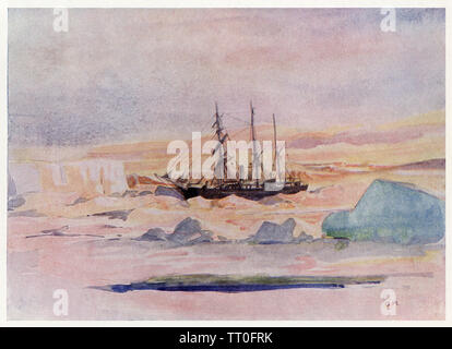 Map of the Shackleton expedition in Antarctica onboard of the Endurance ...