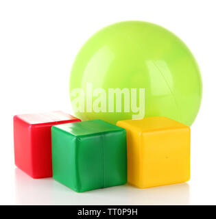 Bright ball and colorful cubes isolated on white Stock Photo - Alamy