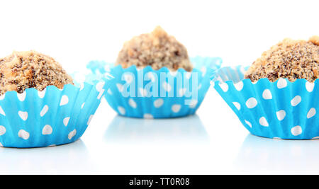 Chocolate candies with chopped biscuit, isolated on white Stock Photo ...