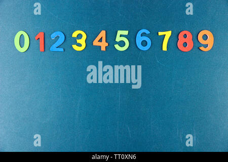 Colorful numbers on school desk background Stock Photo - Alamy