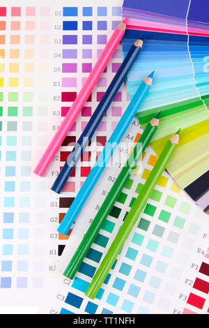 Color samples with pencils close up Stock Photo - Alamy