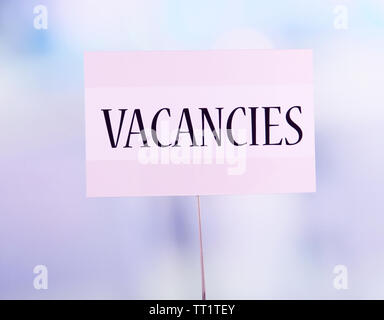 Nameplate with inscription No vacancies on bright background Stock ...