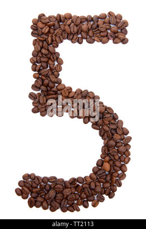 Number from coffee beans isolated on white background Stock Photo - Alamy