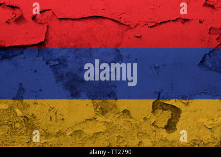 Armenia flag painted on the cracked grunge concrete wall Stock Photo ...